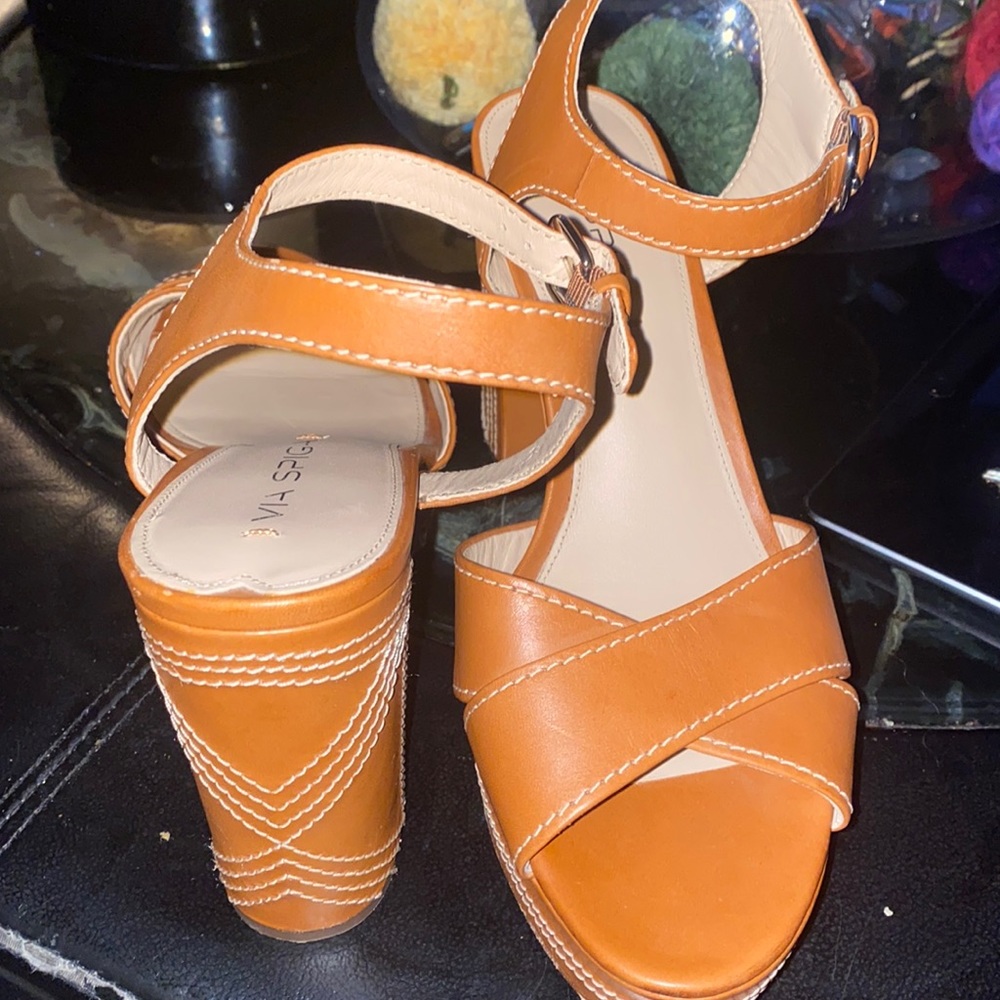 Via Spiga Stitch Heel Sandals - Gem